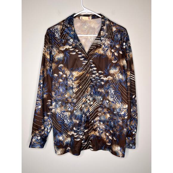 Carol Henry | Tops | 97s Carol Henry Blue Chocolate Brown Floral Stripe ...